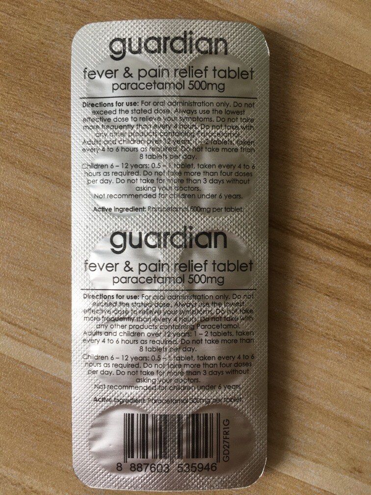 Guardian paracetamol 500mg, Health & Nutrition, Medical Supplies ...