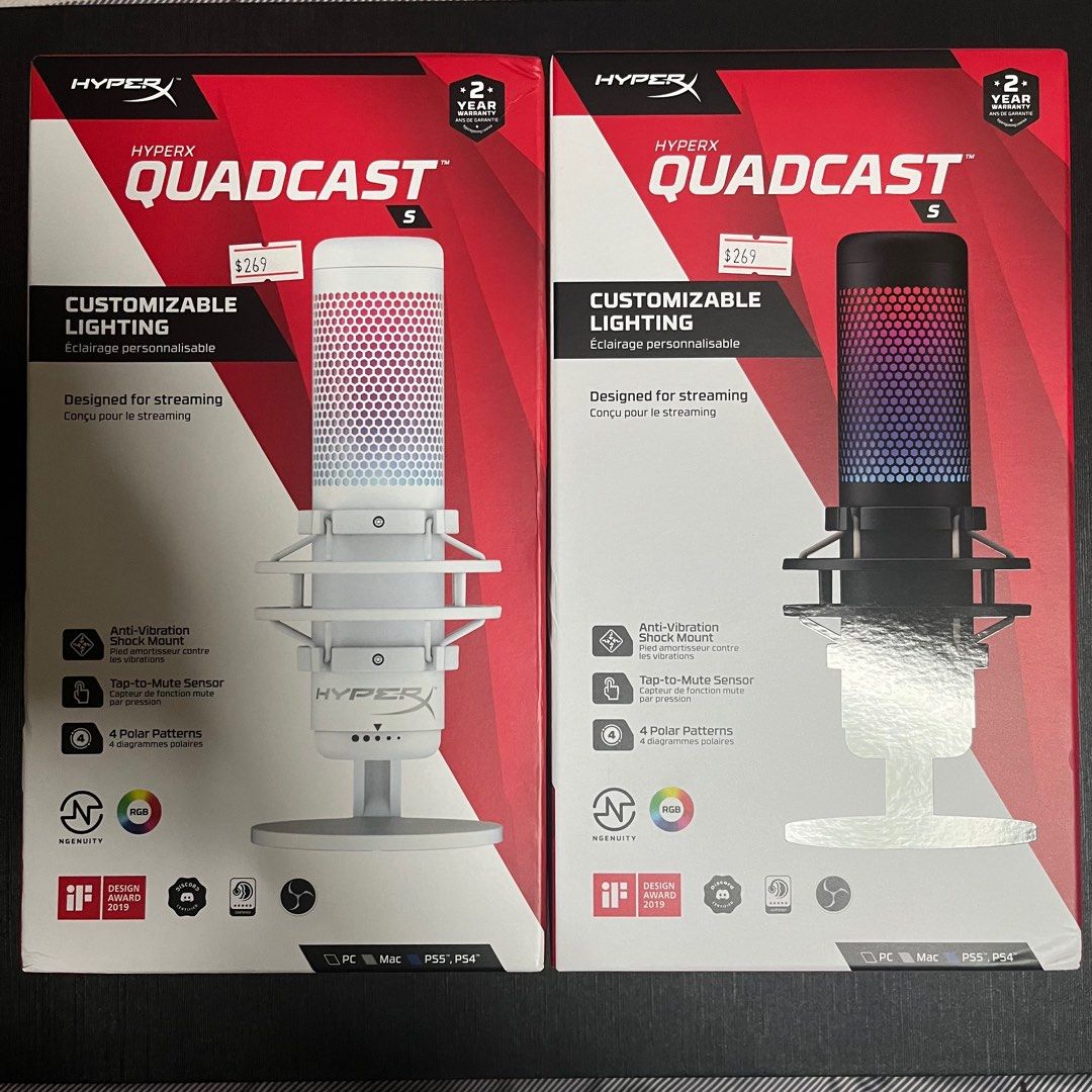 HyperX Quadcast S USB Condenser Microphone, Audio, Microphones on Carousell