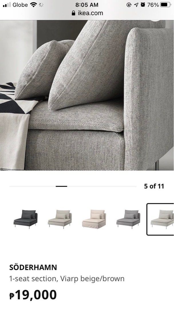 IKEA Soderhamn loveseat with chaise sofa set on Carousell