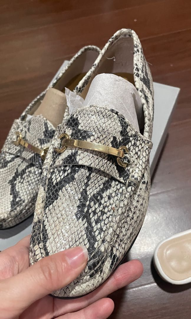 Ivanka Trump Snake Skin Loafers with Gold Buckle, Women's Fashion ...