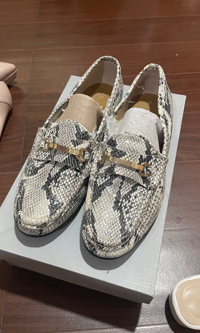 Ivanka Trump Snake Skin Loafers with Gold Buckle, Women's Fashion ...