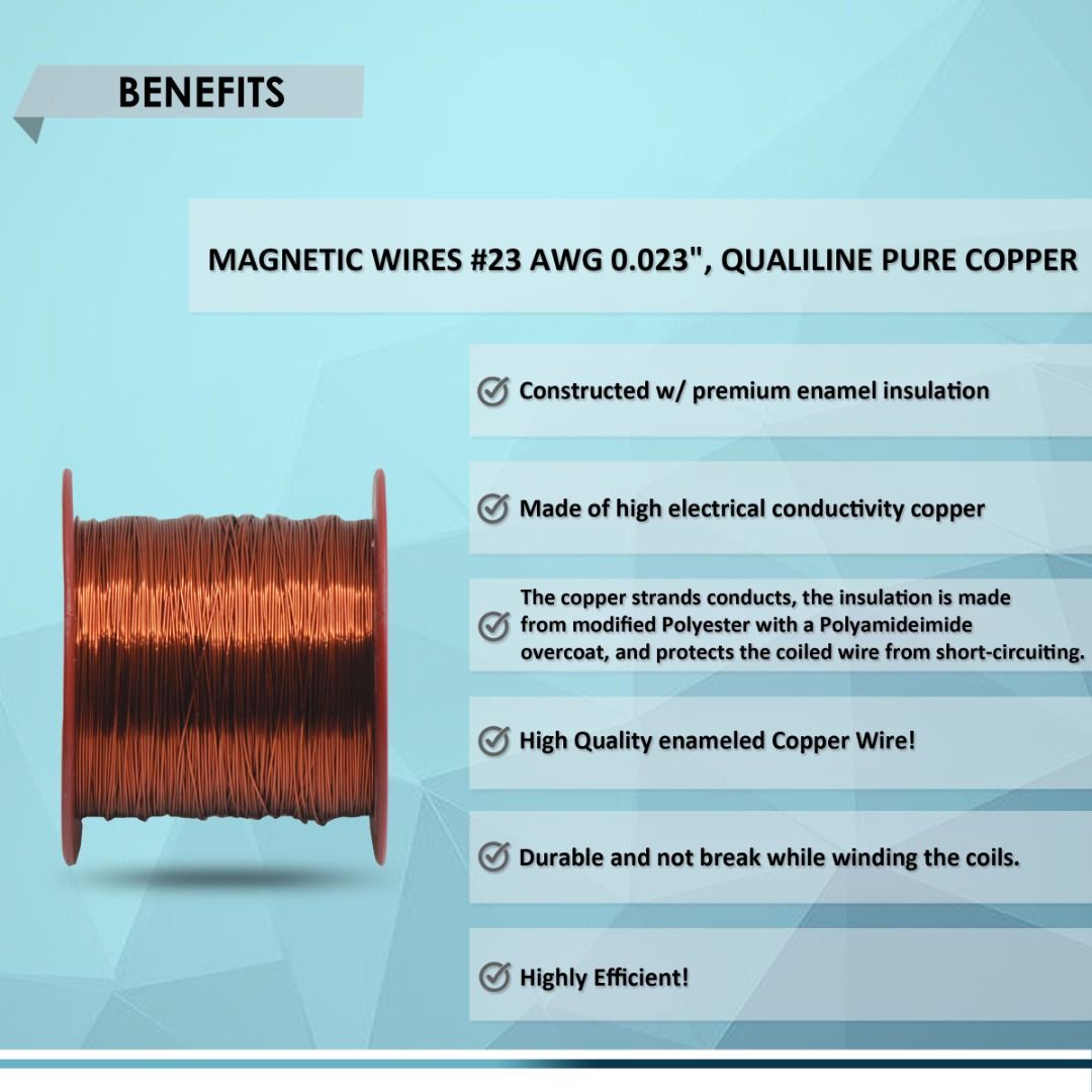 MAGNETIC WIRES #23 AWG 0.023", QUALILINE PURE COPPER, BEST FOR ...