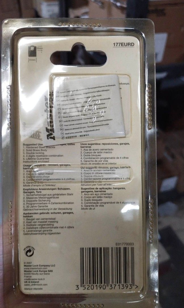 Master lock combination padlock #177D,double locking, Furniture & Home ...