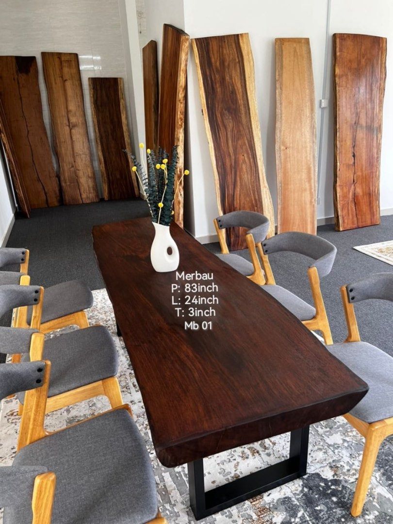 Meja makan merbau wood slab, Furniture & Home Living, Furniture, Tables ...
