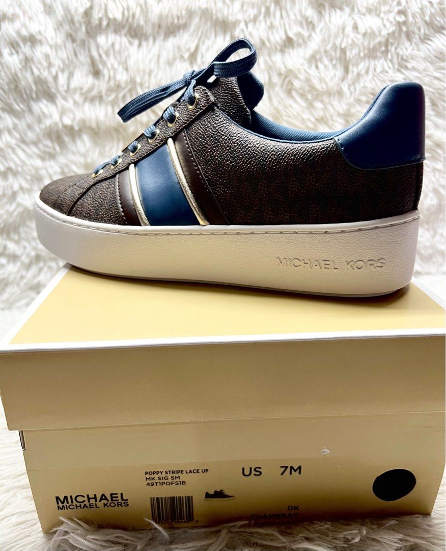 Michael Kors MK Poppy Logo Stripe Lace Up Sneaker Style# 49T1POFS1B ...