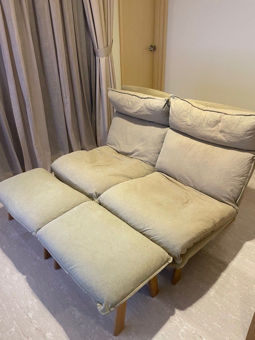 Muji lounge chair / high back reclining sofa with free ottoman (leg ...