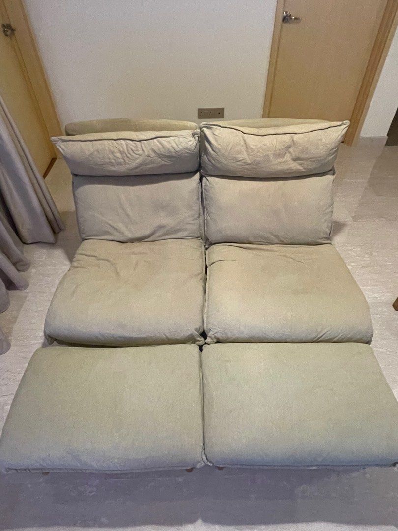 Muji lounge chair / high back reclining sofa with free ottoman (leg ...