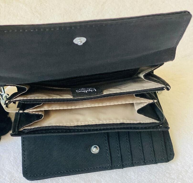 NEW! KIPLING PIXI MEDIUM ORGANIZER WALLET PURSE - BLACK TONAL, Women's ...