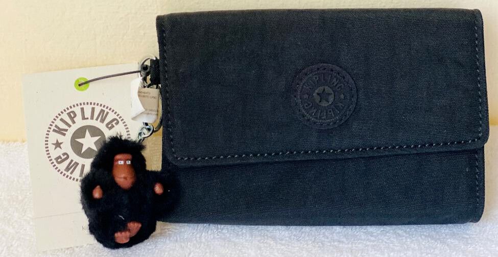 NEW! KIPLING PIXI MEDIUM ORGANIZER WALLET PURSE - BLACK TONAL, Women's ...