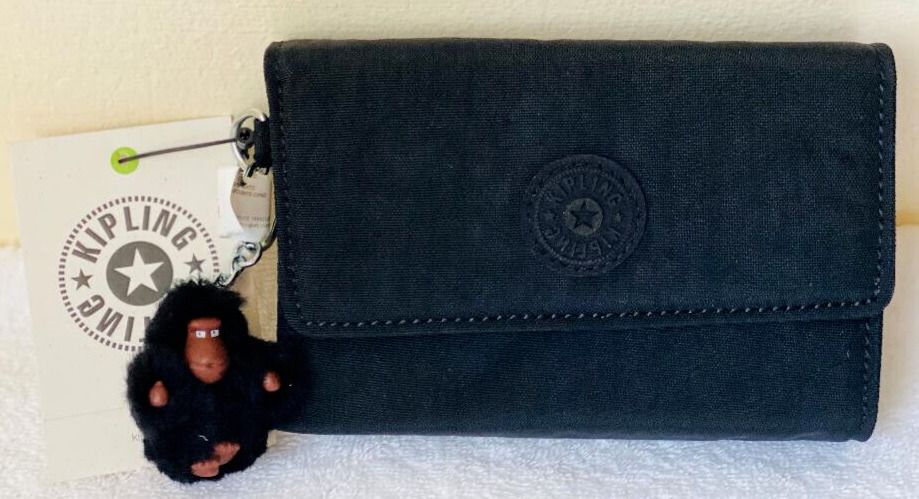 NEW! KIPLING PIXI MEDIUM ORGANIZER WALLET PURSE - BLACK TONAL, Women's ...