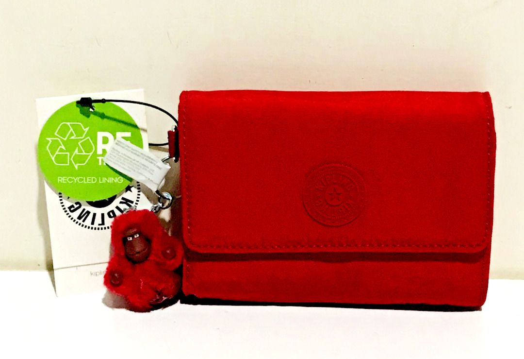 NEW! KIPLING PIXI MEDIUM ORGANIZER WALLET PURSE - CHERRY RED TONAL ...