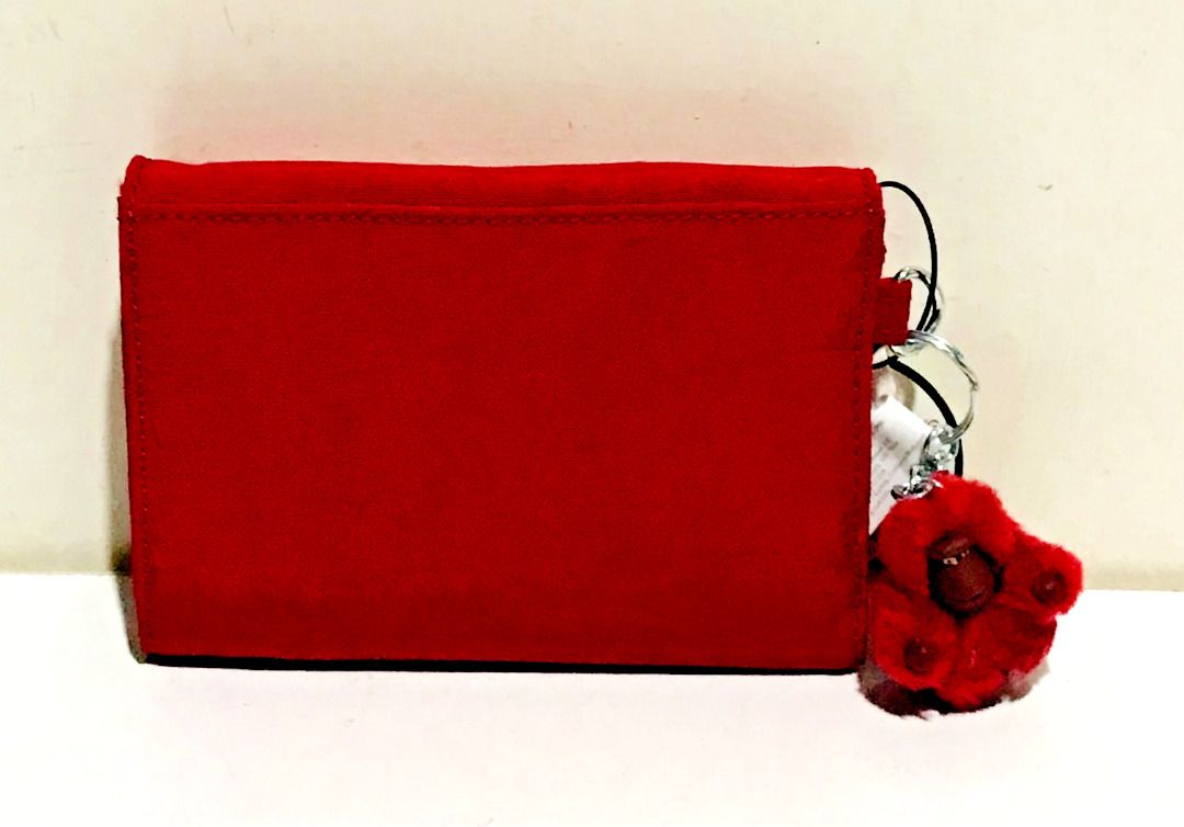 NEW! KIPLING PIXI MEDIUM ORGANIZER WALLET PURSE - CHERRY RED TONAL ...