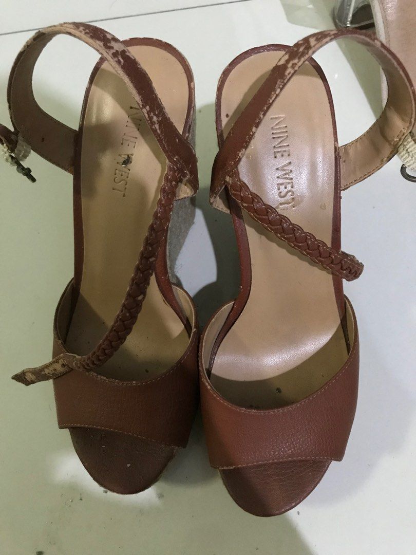 Nine west wedges brown, Fesyen Wanita, Sepatu di Carousell