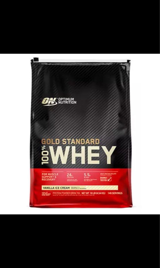 Optimum Nutrition Vanilla Whey Protein 10lbs, Health & Nutrition ...
