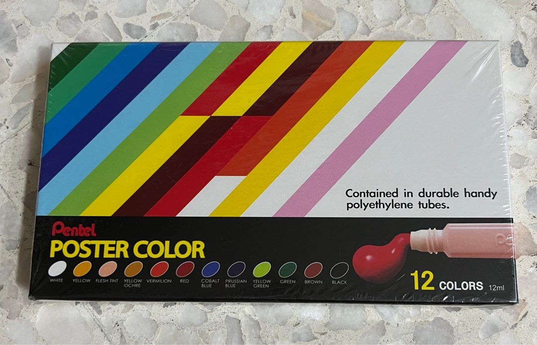 Pentel Poster Color (12 colors) NEW, Hobbies & Toys, Stationery & Craft ...