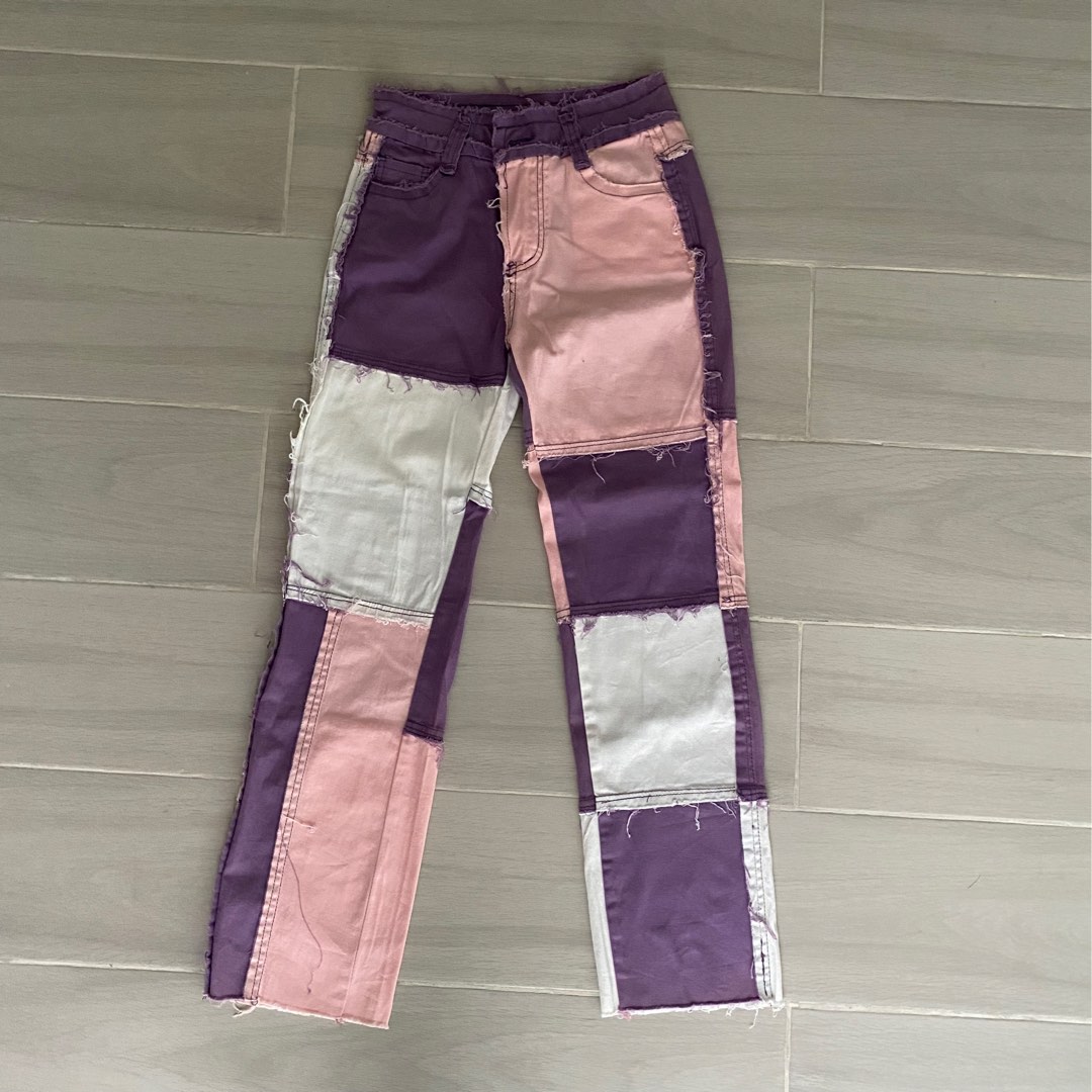 pink patch jeans, Women's Fashion, Bottoms, Jeans on Carousell