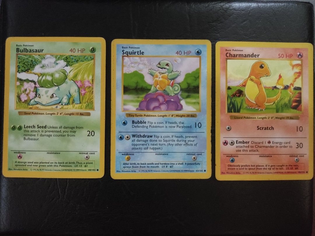 Pokemon Shadowless starters set on Carousell