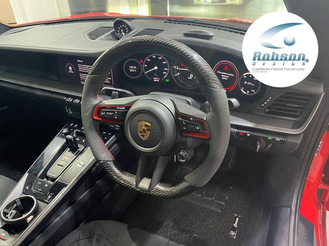 Porsche 911 992 customised carbon fiber steering wheel Robson Design ...