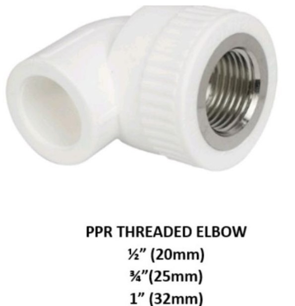 PPR Elbow with Thread / Threaded Elbow/ Female Elbow PPR Fittings 20mm 25mm 32mm 1/2" 3/4" 1 ...