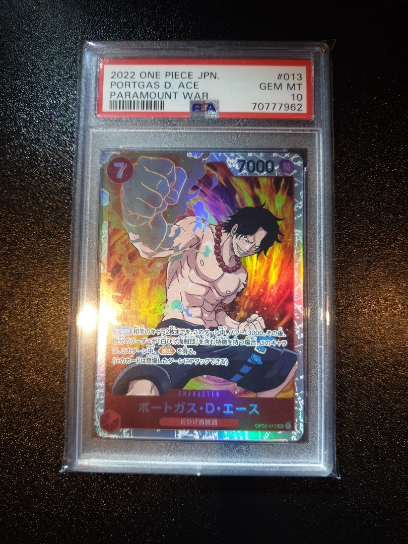 PSA 10 Japanese One Piece Card - Portgas D Ace Paramount War, Hobbies ...