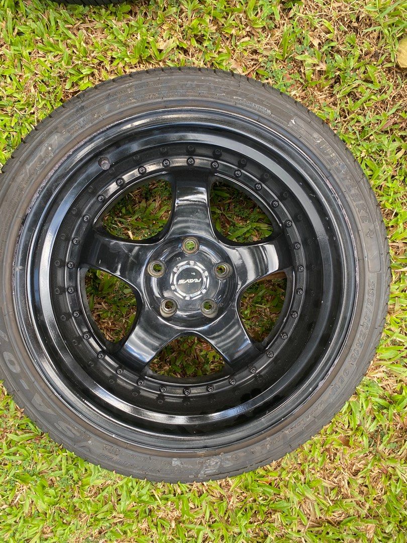 Rays deep dish 18 inch rims with tyres, Car Accessories, Tyres & Rims on Carousell