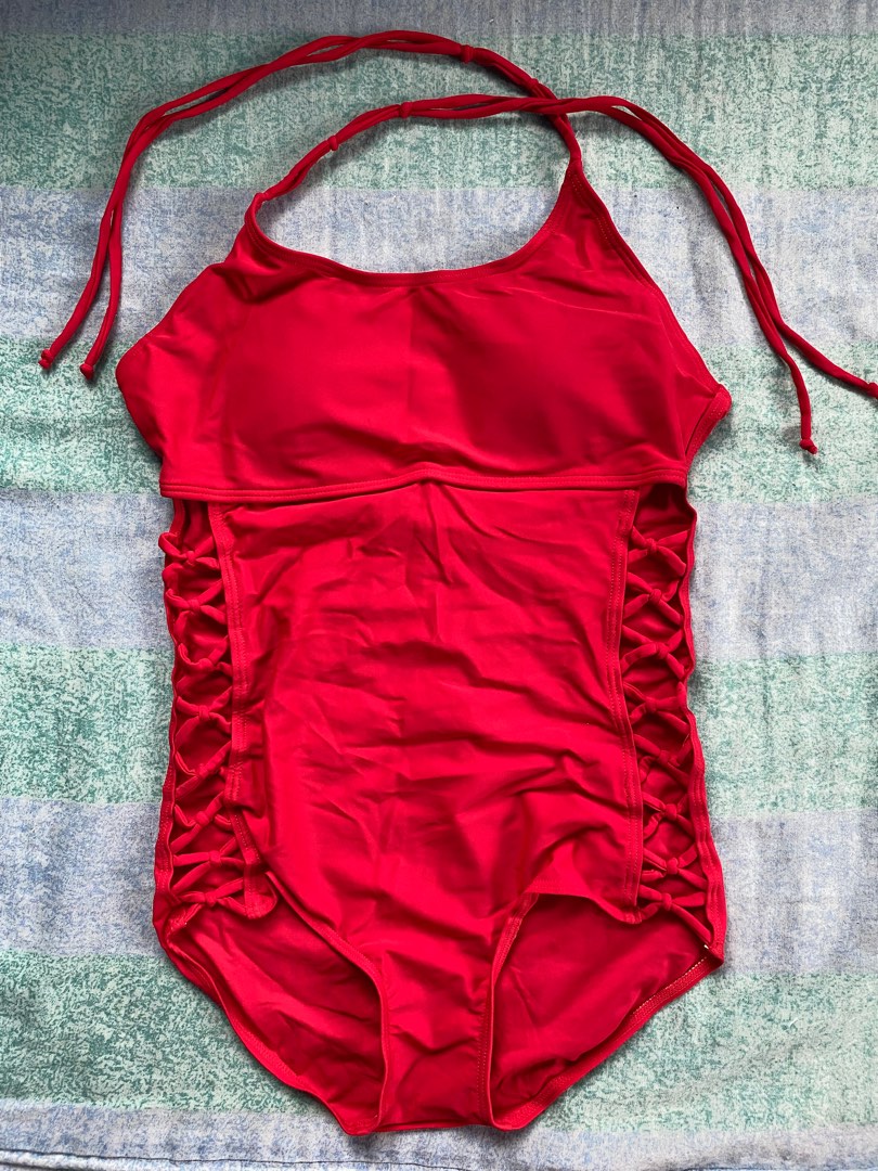 Red One-piece Swimsuit, Women's Fashion, Swimwear, Bikinis & Swimsuits ...