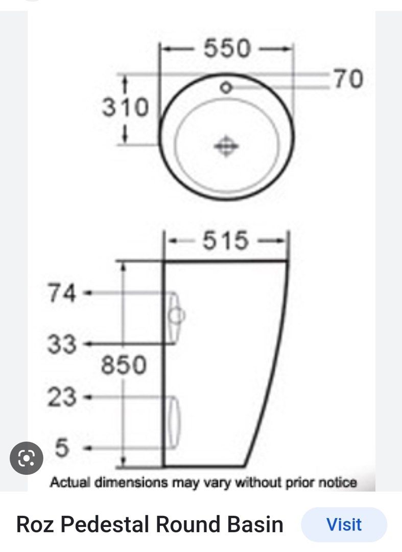 Roz Pedestal Round Basin, Furniture & Home Living, Bathroom & Kitchen ...