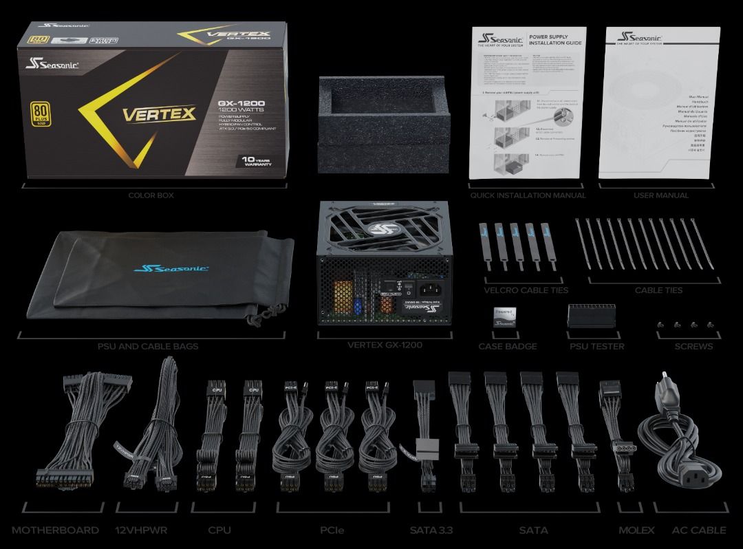 [INSTOCK] Seasonic Vertex GX750 / GX850 / GX1000 / GX1200W Watts 80 ...