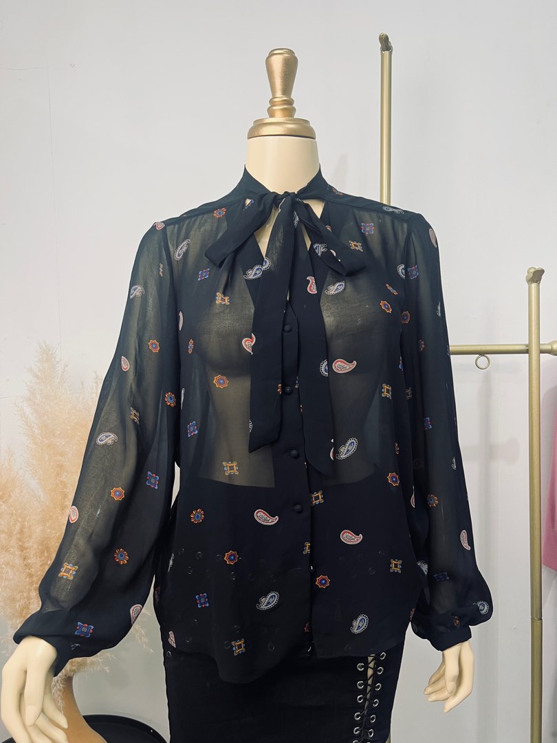 See through formal blouse, Women's Fashion, Tops, Blouses on Carousell
