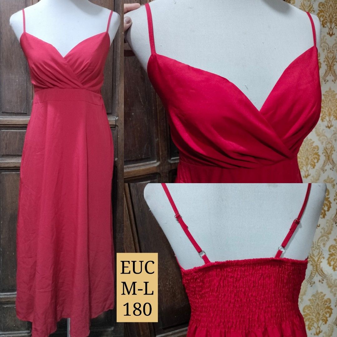 Sexy Red Spaghetti Strap Maxi Dress, Women's Fashion, Dresses & Sets ...