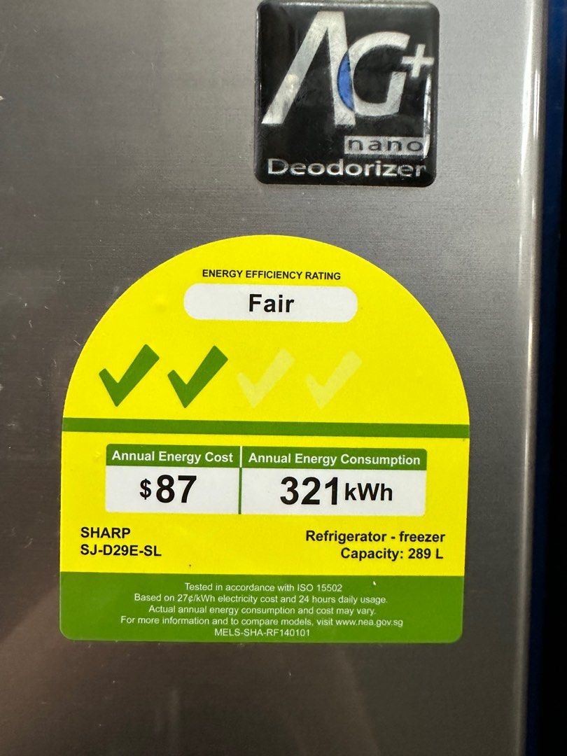 Sharp 2 ticks 289L fridge, TV & Home Appliances, Kitchen Appliances ...