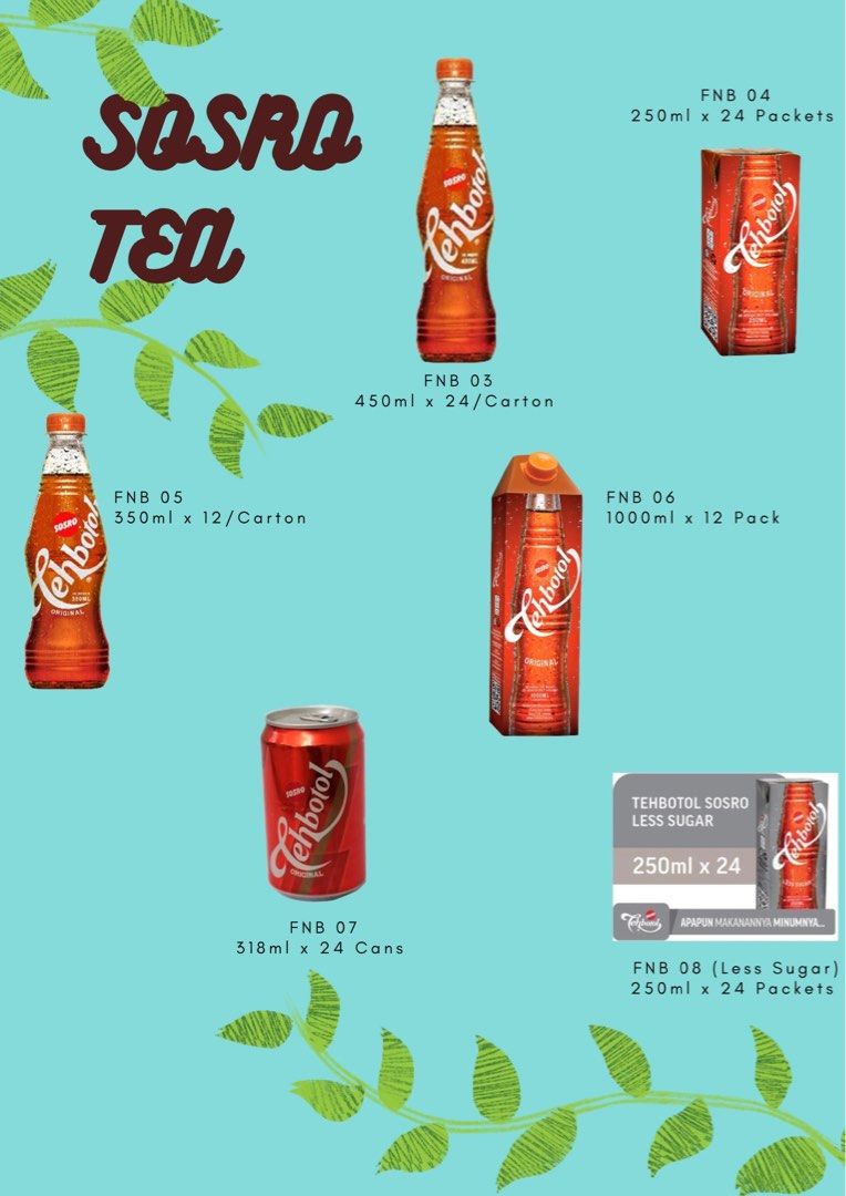 Sosro tea / cans x 318 ml x 24 pcs, Food & Drinks, Beverages on Carousell
