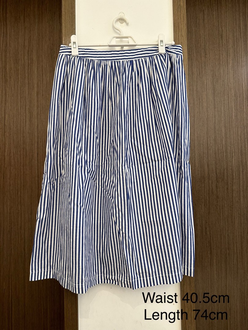 Stripped A line midi skirt, Women's Fashion, Bottoms, Skirts on Carousell