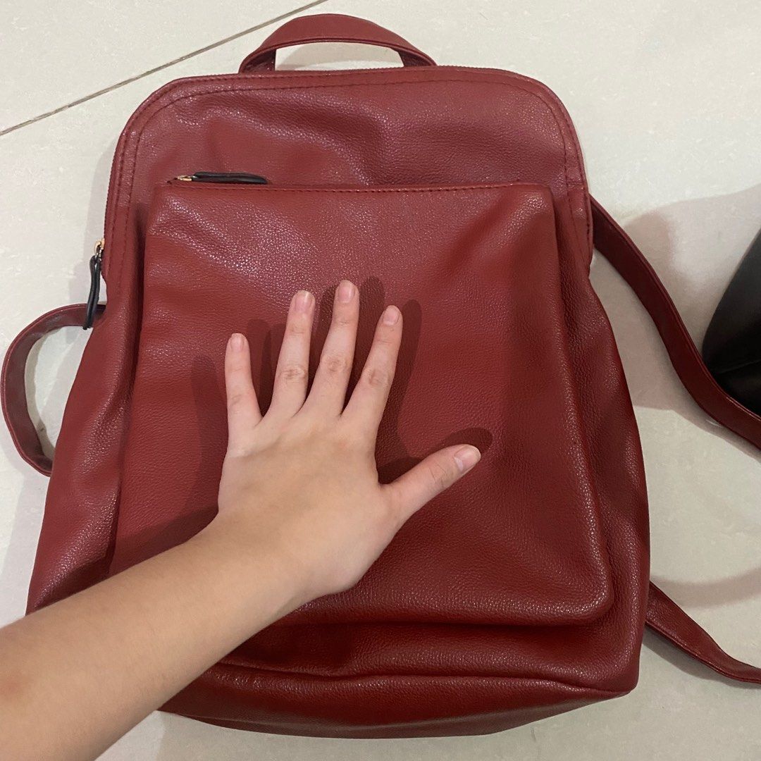 Tas ransel backpack slingbang in red, Fesyen Wanita, Tas & Dompet di ...