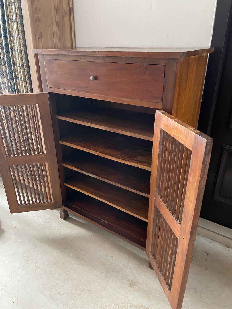 Teak Shoe Cabinet, Furniture & Home Living, Furniture, Shelves ...
