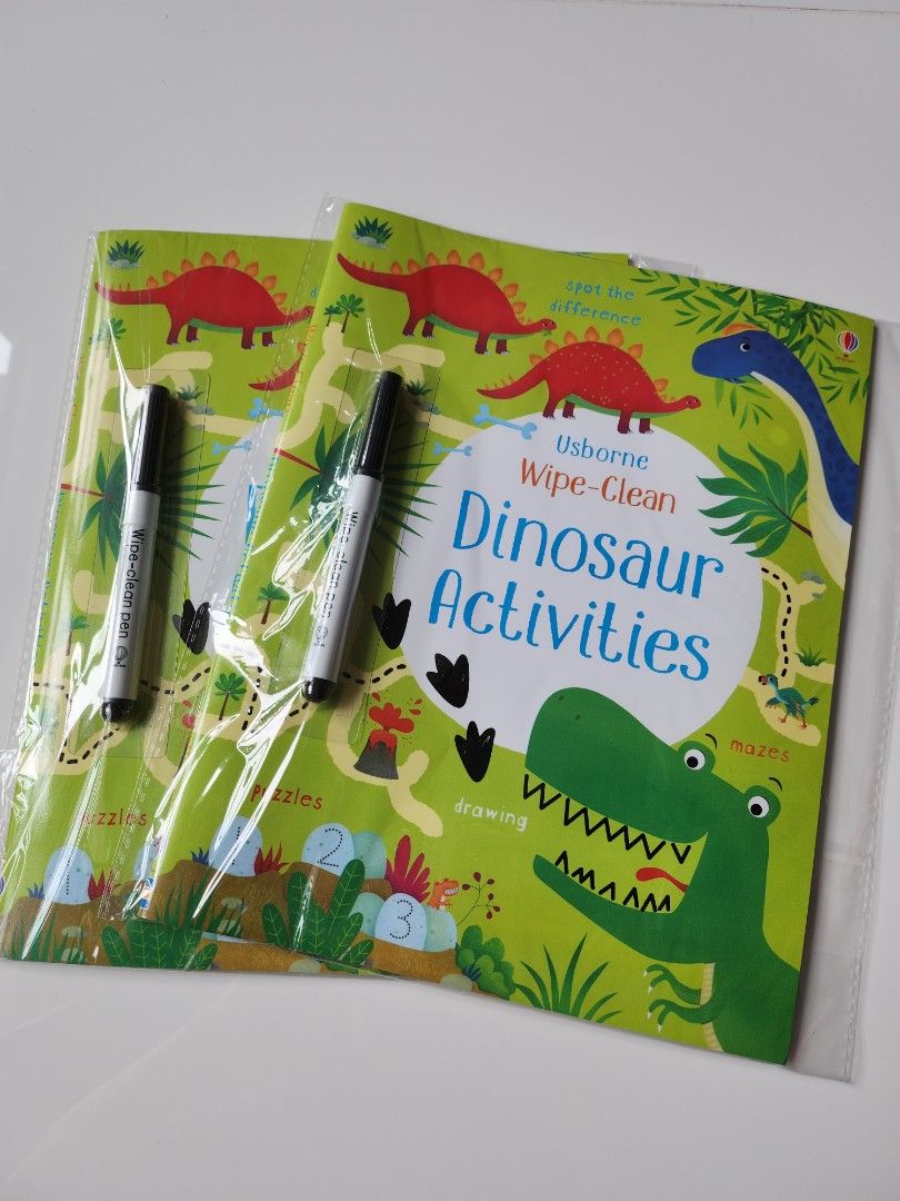Usborne Wipe-Clean dinosaur activities book, Hobbies & Toys, Books ...