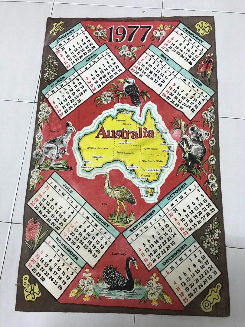 Vintage 1977 canvas calendar australia, Hobbies & Toys, Collectibles ...