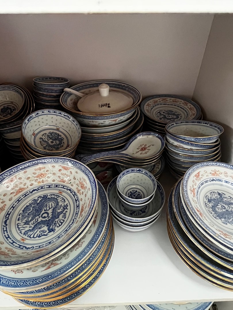 Vintage dragon porcelain dining set, Furniture & Home Living ...