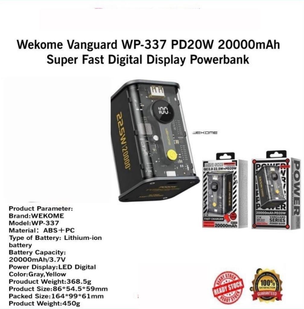 Wekome Vanguard WP 337 PD20W 20000mAh Portable 22.5W QC3.0 Super Mini ...