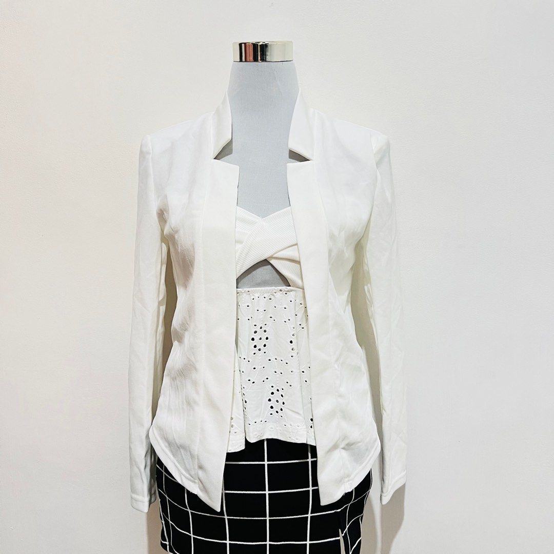 XS -SHEIN white blazer coat, Women's Fashion, Coats, Jackets and ...