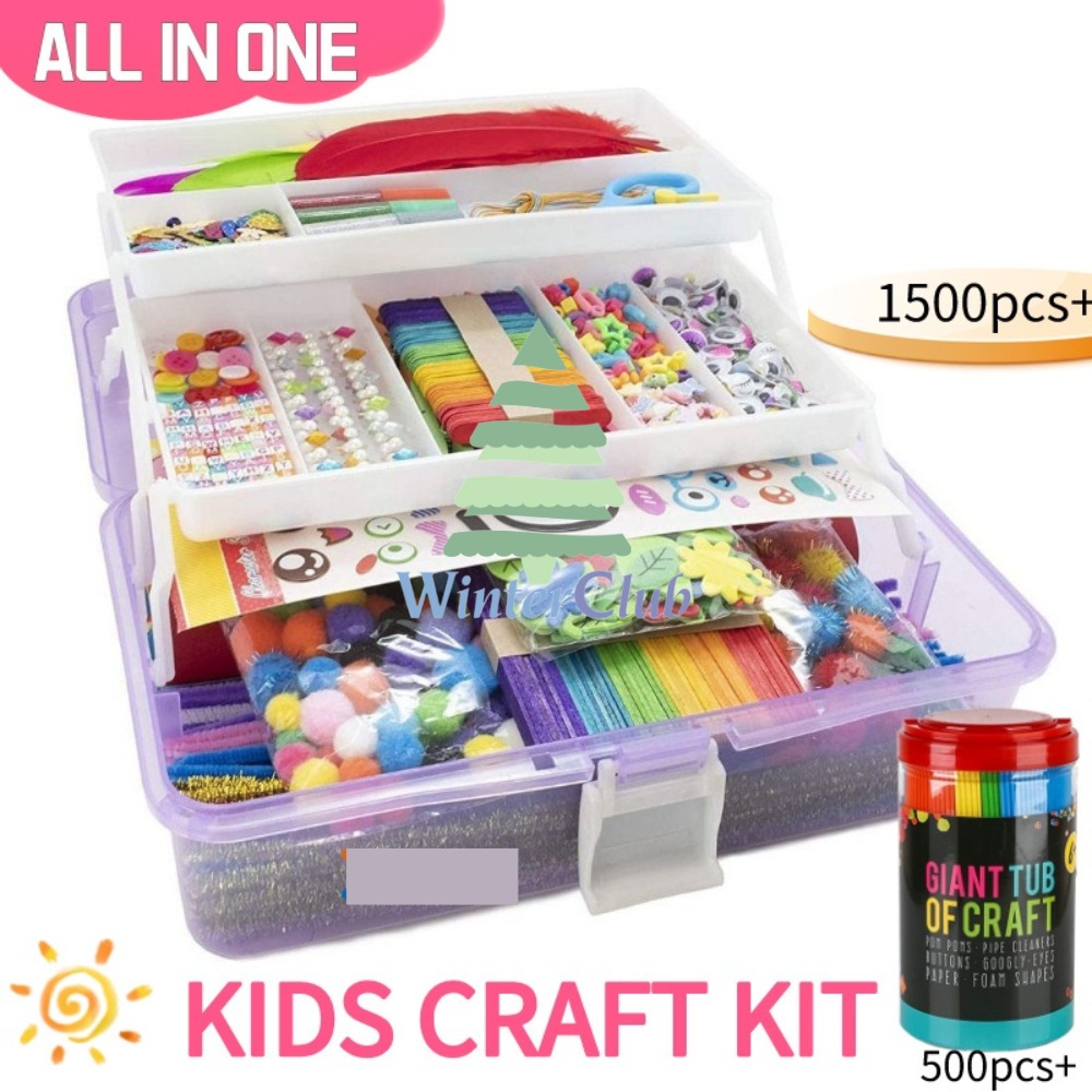 1500 Pcs Art and Craft Supplies All In One Crafting Kit DIY Kids Crafts ...