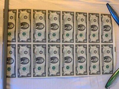 [1 Piece] 16-in-1 uncut sheet of US$2 star notes (1995 Edition ...