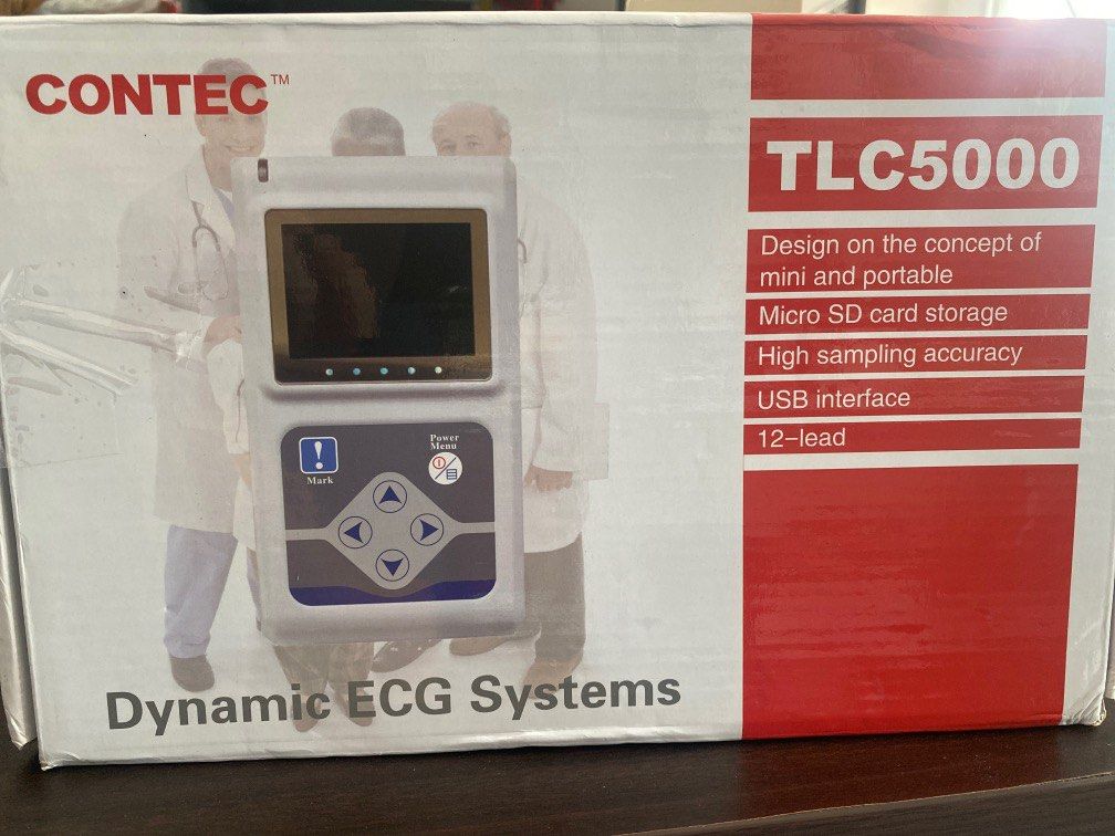 24h Dynamic ECG Systems ECG Holter CONTEC TLC5000 12 lead EKG Monitor ...