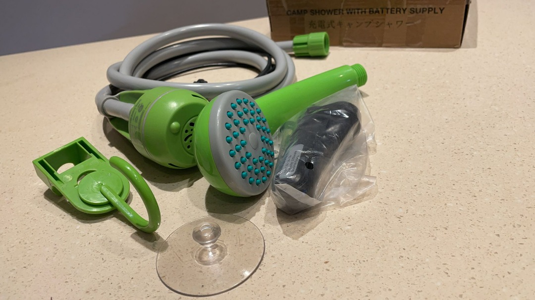3147) PORTABLE SHOWER CAMPING SHOWER OUTDOOR CAMP SHOWER PUMP, ELECTRIC ...