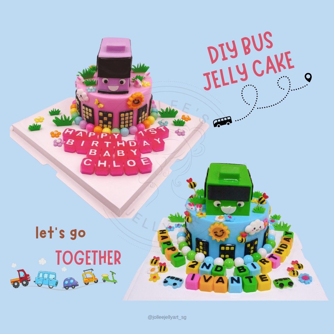 6" DIY Bus Jelly Cake, Food & Drinks, Homemade Bakes on Carousell