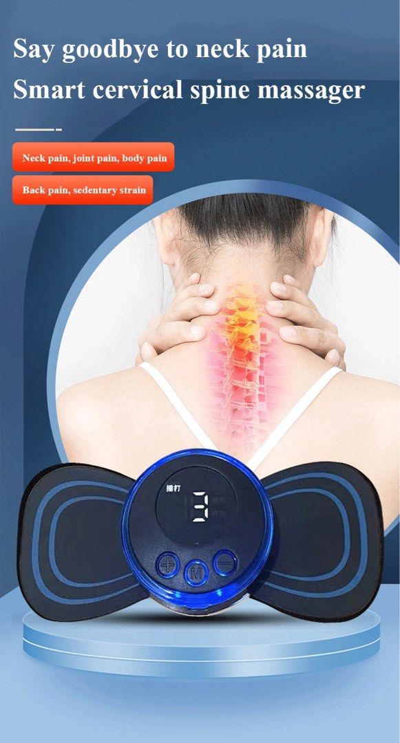 8 Mode EMS Neck massager Mini Massager low frequency pulse vibration ...