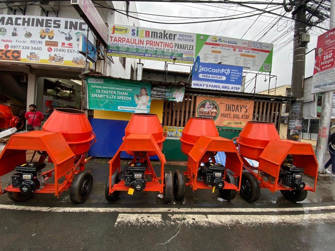 A frame cement mixer w/tacoma engine Robin type 5Hp, Commercial ...