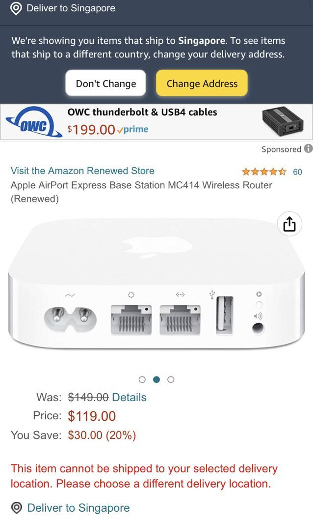 Apple AirPort Express base station router, TV & Home Appliances ...