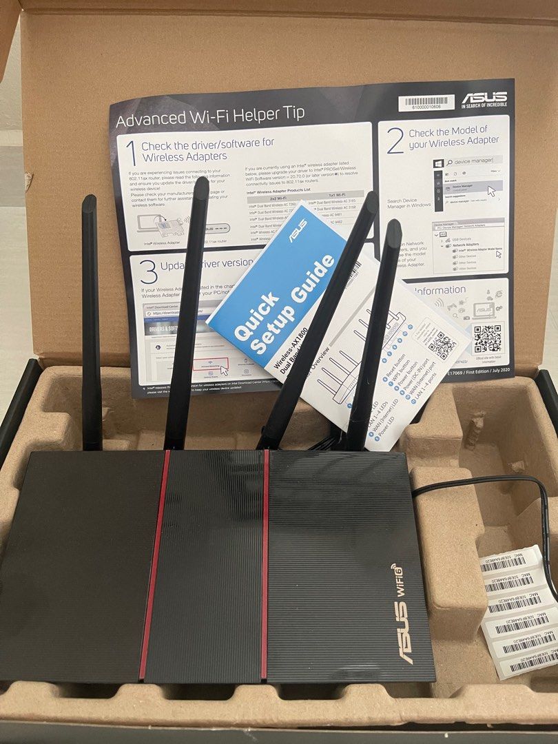 Asus AX1800 dual band RT-AX55 wifi 6 reuter, Computers & Tech, Parts ...