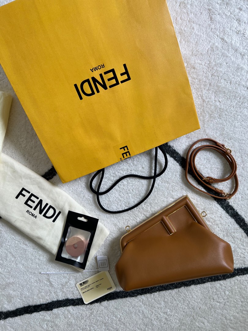 BNW FENDI First in Caramel Brown SMALL Nappa Leather Authentic Fendi ...